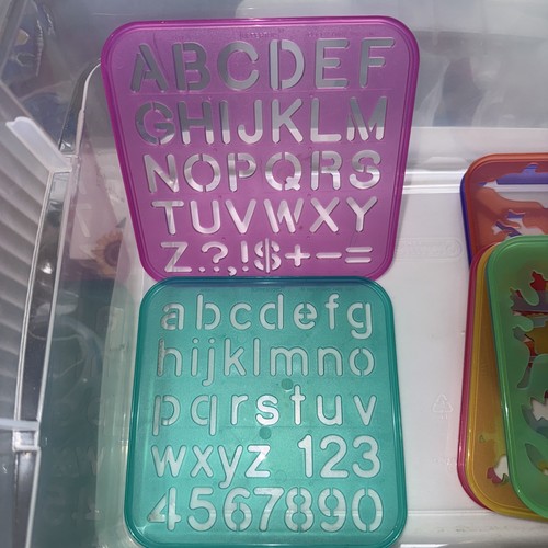 Vintage Tupperware Tuppertoys Stencil Art Set 8 Alphabet Shapes Animals ...