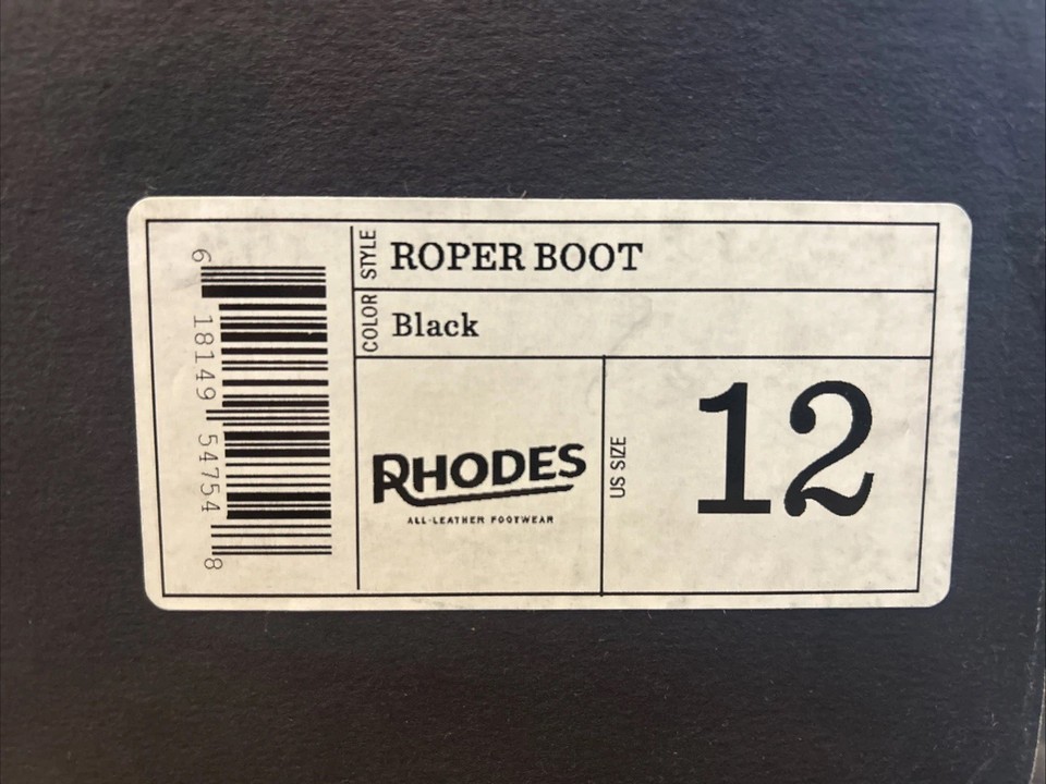 Black Rhodes Roper Cowboy Boots Size 12 | eBay