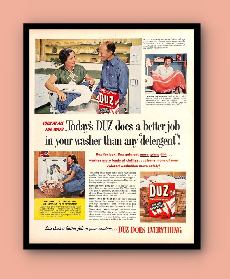 1952 Duz Laundry Detergent Vintage PRINT AD Better Job Than Any ...