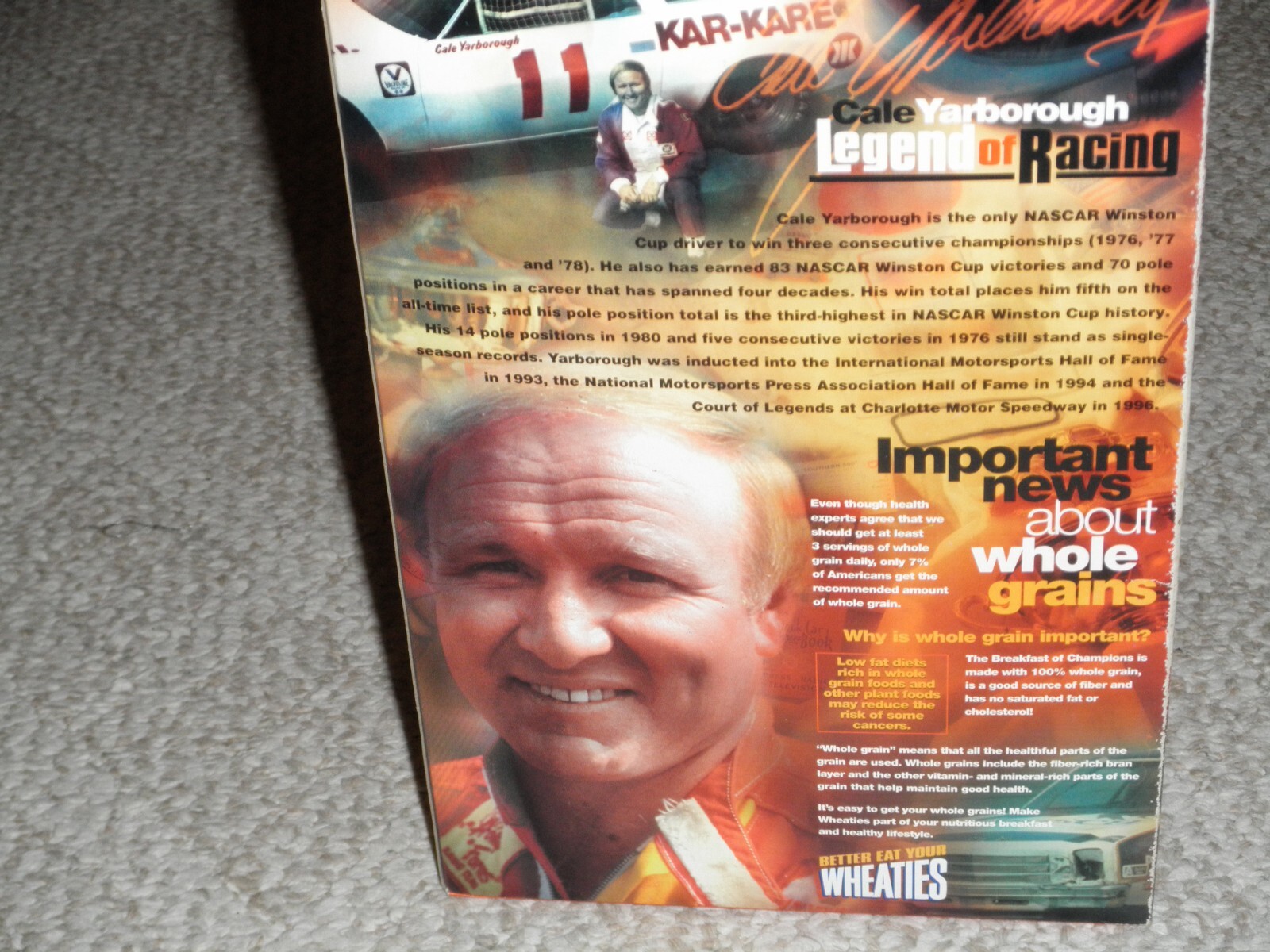 CALE YARBOROUGH LEGENDS OF RACING WHEATIES CEREAL BOX | eBay