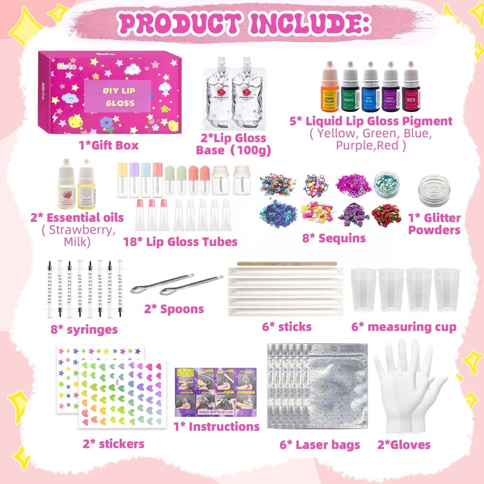 Lip Gloss Making Kit 70PCS Diy Lip Gloss Kit Beginner Lip Gloss Set ...