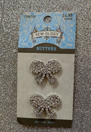 NEW Sew-ology Clear Rhinestones Bow Shank Buttons 22mm Vintage | eBay