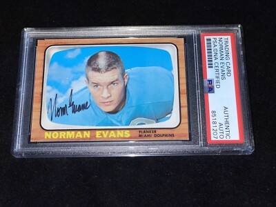 Norm Evans Signed 1966 Topps Football Card PSA Slabbed Norman Miami ...