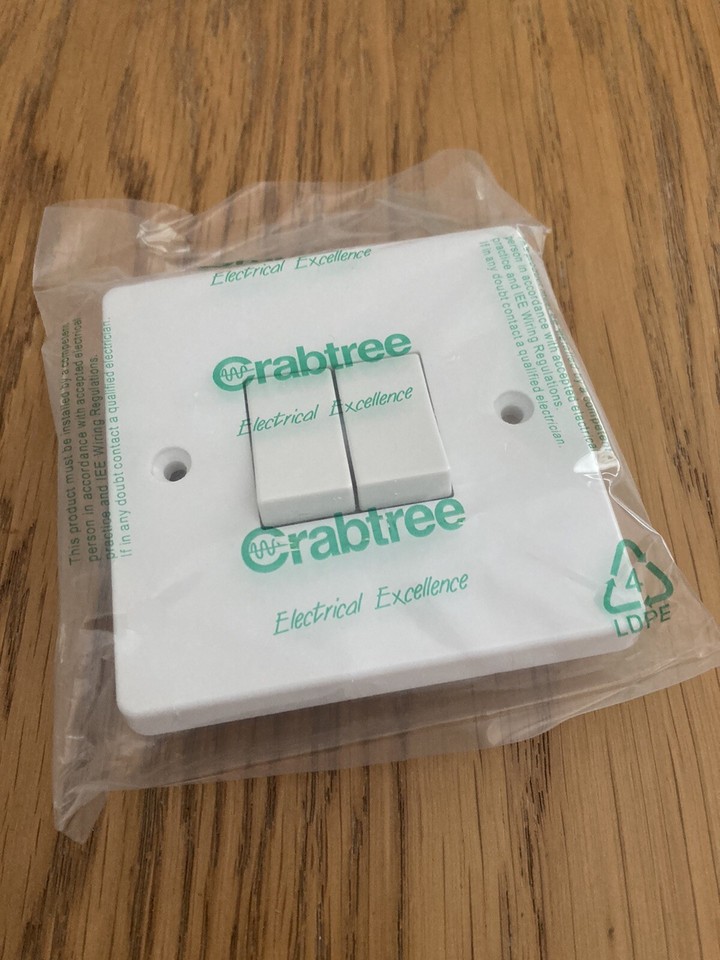 Crabtree 2 Gang Switch White 2 Way Double Light Switches Capital 4172 ...