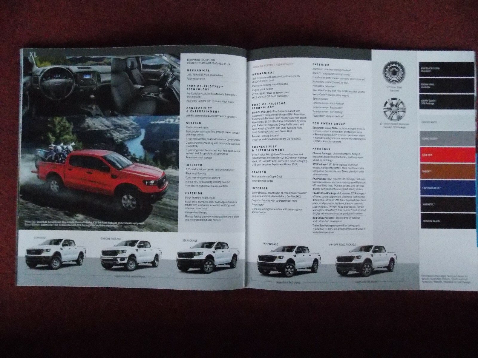 2020 Ford Ranger New Dealer Sales Brochure FX4 Lariat, XLT, XL,4 Wheel ...