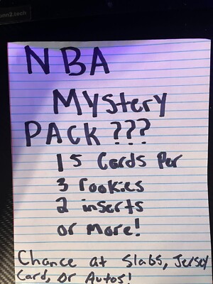 NBA Mystery Card Pack - 15 Cards - Rookies, Inserts & More! READ ...