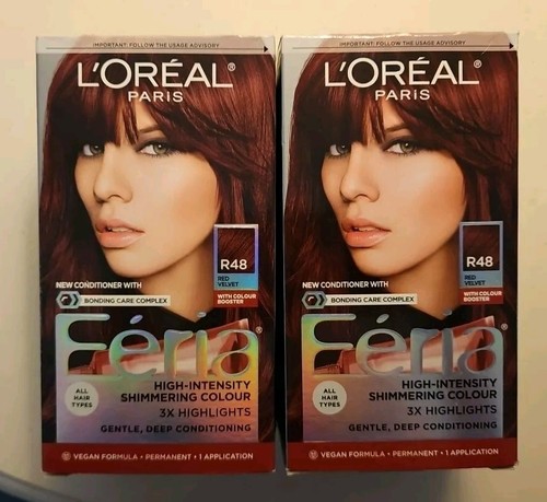 2 Pk LOreal Paris Feria R48 Red Velvet Hair Color Dye New Free Shipping ...