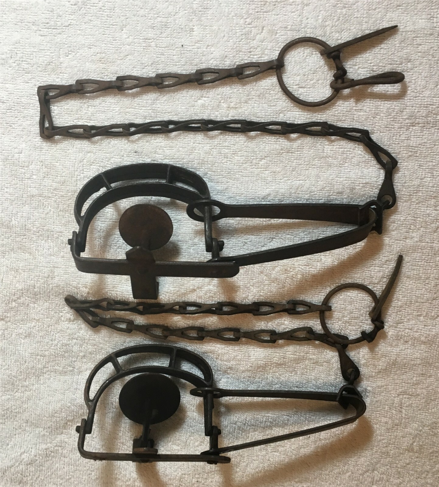 Pair of Antique #91 Newhouse Steel Traps - Large Pan & Small Pan Models ...