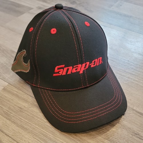 Snap On Tools Hat Cap Black Red Distressed Strapback DIY maker mechanic ...