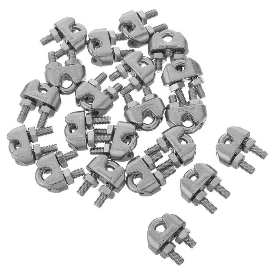 24pcs Wire Cable Clamps: 1/8inch Wire Rope Thimble - Stainless Steel U ...