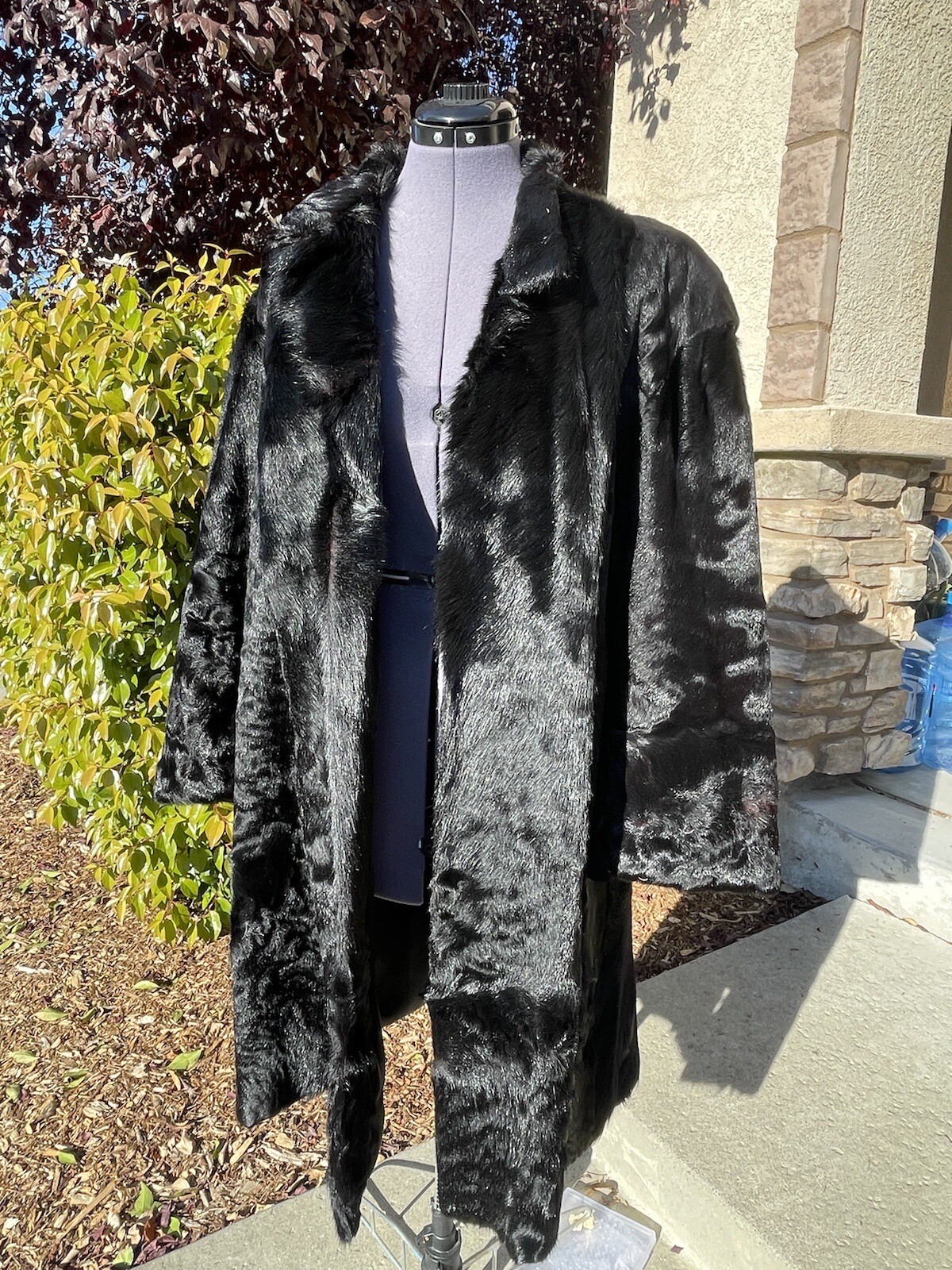 Vintage Black Calf Pony Hair Fur Hide Long Coat Leath… - Gem