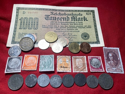 WW2 German Empire Nazi Reich Europe Coin Stamp Bank note Lot Set 1,10 ...