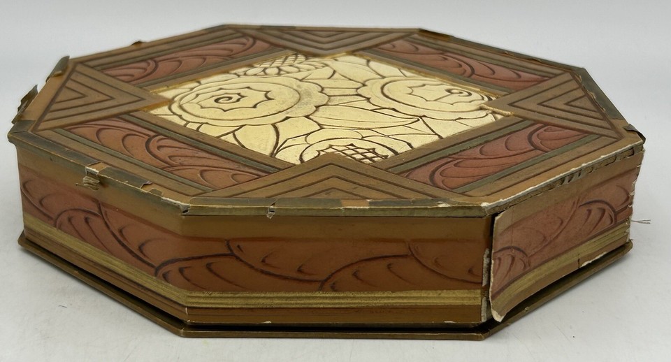 French Art Deco Floral Cardboard Box, Octagon, Flower | eBay