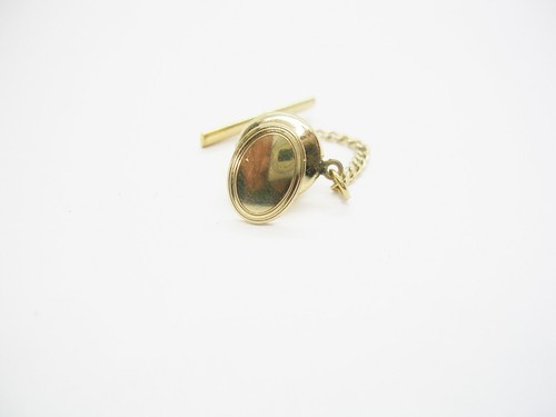Vintage Tie Tack classic Monogram Tie Pin with Chain Formal Necktie ...