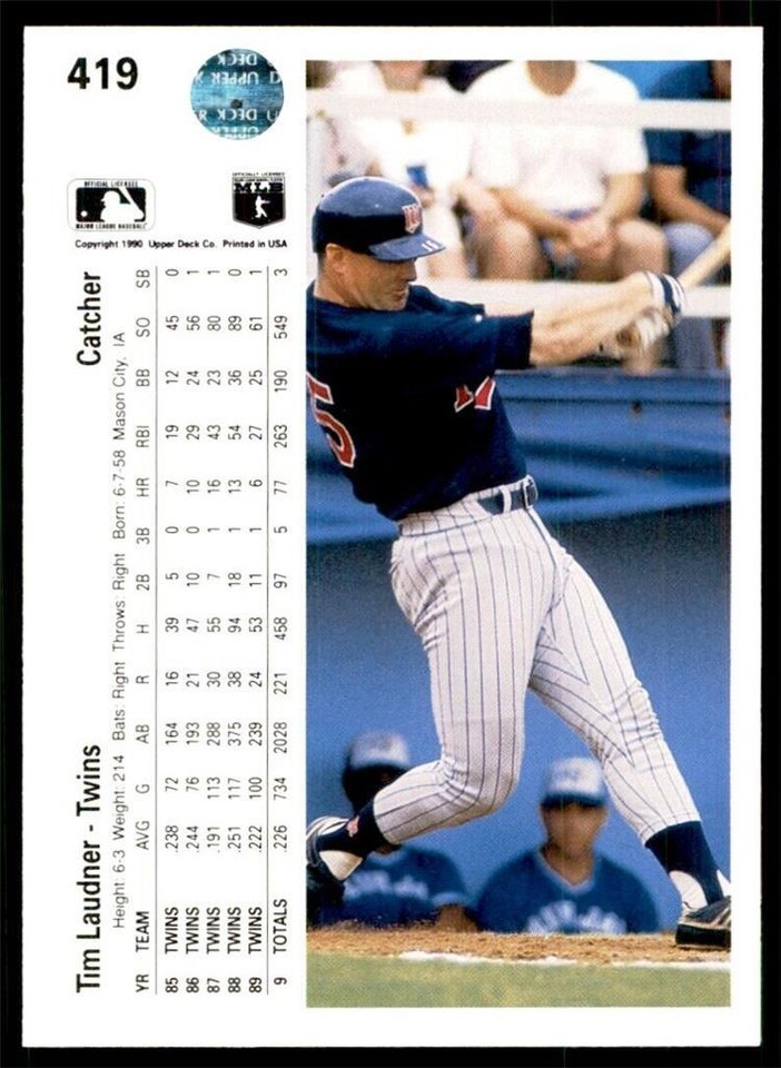 1990 Tim Laudner Minnesota Twins Upper Deck Baseball Card # 419 | eBay