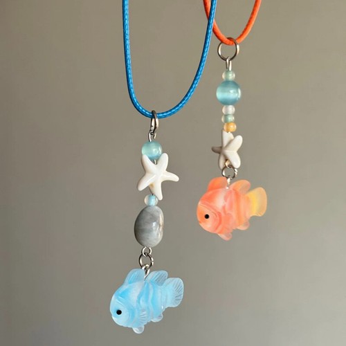 Korean Style Fashion Simple Goldfish Pendant Necklace Cute Fish Charm ...