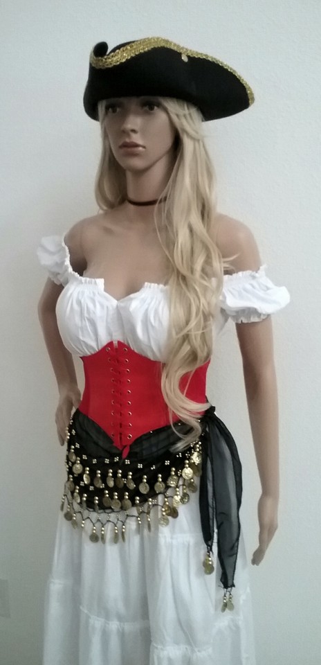 RENAISSANCE STEAMPUNK COSTUME CORSET MEDIEVAL PIRATE WENCH WAIST ...