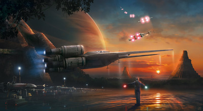X-Wing U-Wing Yavin IV Rebel Base Star Wars Rogue One Art Giclée on ...