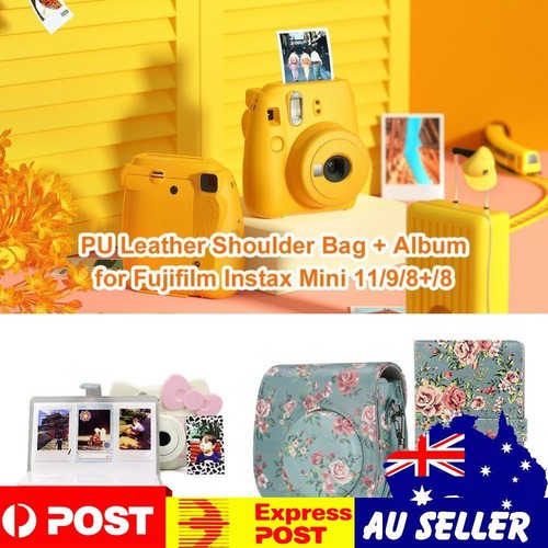 For Fujifilm Instax Mini 11 9 8+ 8 PU Leather Shoulder Bag+Album (Rose ...