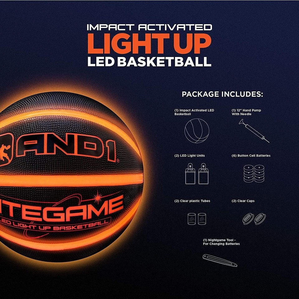 Nitegame LED Light Up Basketball - Impact Activated Glow in The Dark ...