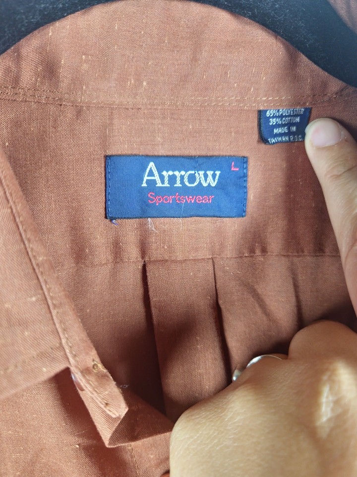 VTG Arrow Sportswear Single Needle Tailoring Button Up Shirt Sz L Short ...