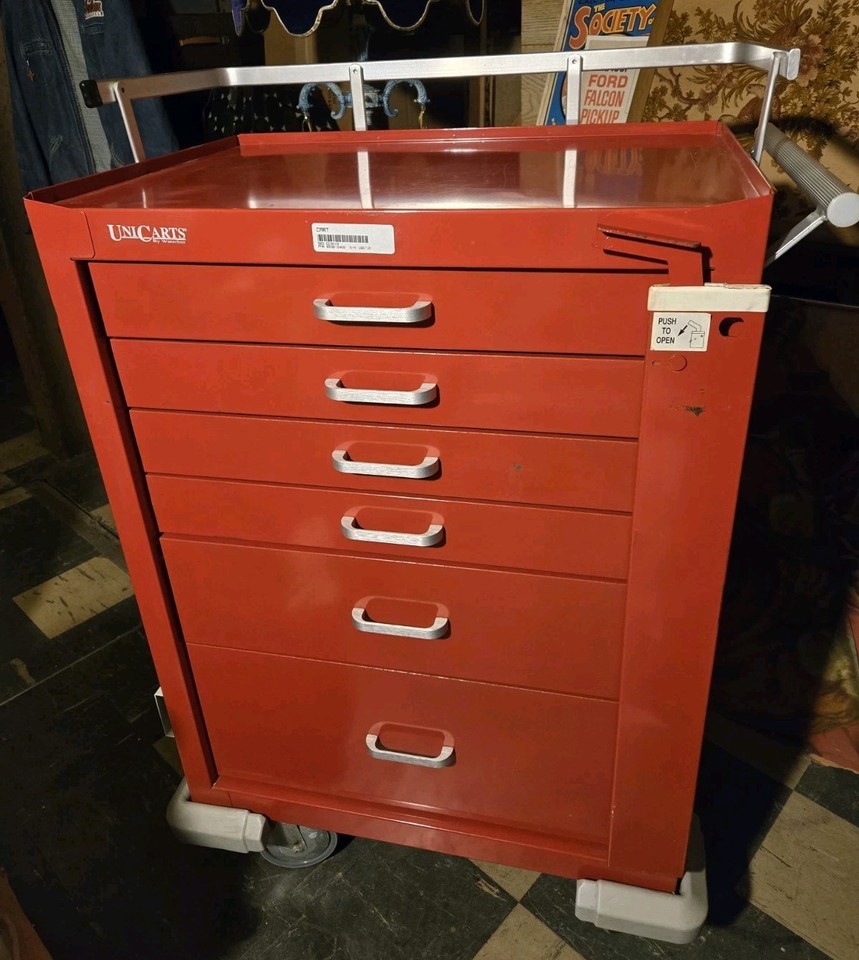 Waterloo UniCart Medical Mobile Storage Crash Cart Locking 6 Drawers ...