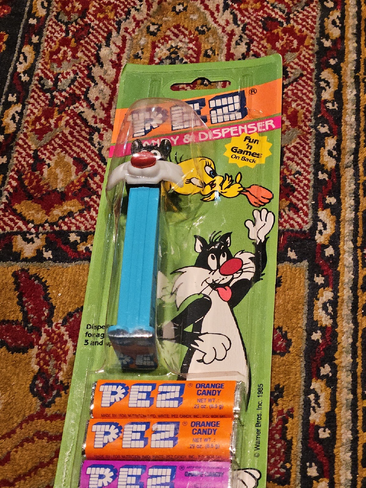 Vintage 1985 Pez Candy & Dispenser Sealed On Card Warner Bros Sylvester ...
