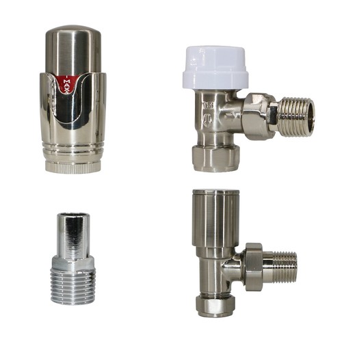 Thermostatic TRV Angled/Corner/Straight Lockshield Radiator Valves Set ...