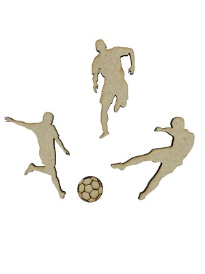 16x Football Players Ball Mix 5cm Wood Craft Embelishments Laser Cut ...
