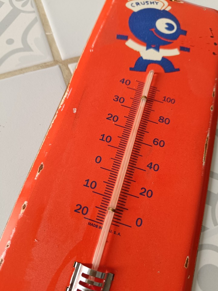 Vintage CRUSH crushy Carbonated Thermometer Tin merchandise 1950'S No ...
