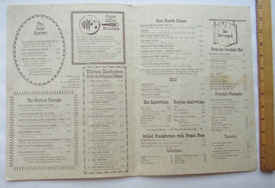 Menu For The Colonial Cookery Restaurant | eBay