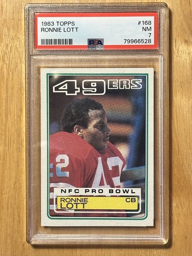 1983 TOPPS RONNIE LOTT ROOKIE CARD #168 PSA 7 NEAR MINT S. F. 49ERS RC ...