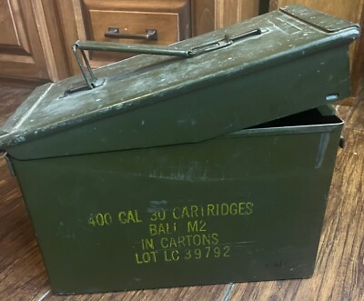 WW2(?) Vintage U.S. Military Steel Ammo Box 400 30 Cartridges | eBay