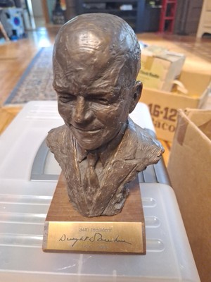 DWIGHT EISENHOWER Bronze Bust PRESIDENTIAL 34th President Statue W ...