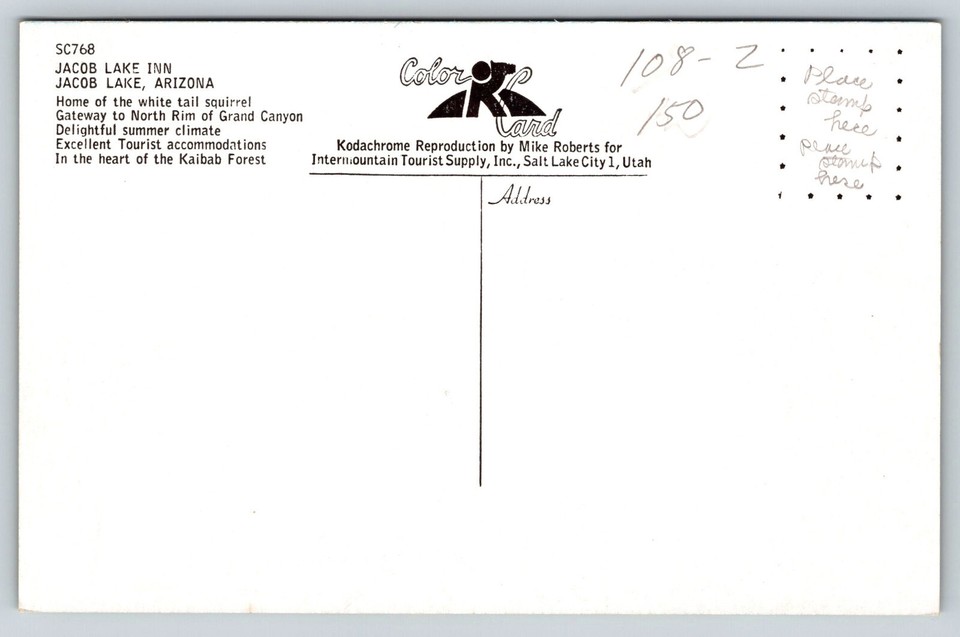 Jacob Lake Arizona Jacob Lake Inn Motel Kaibab Forest Postcard | eBay