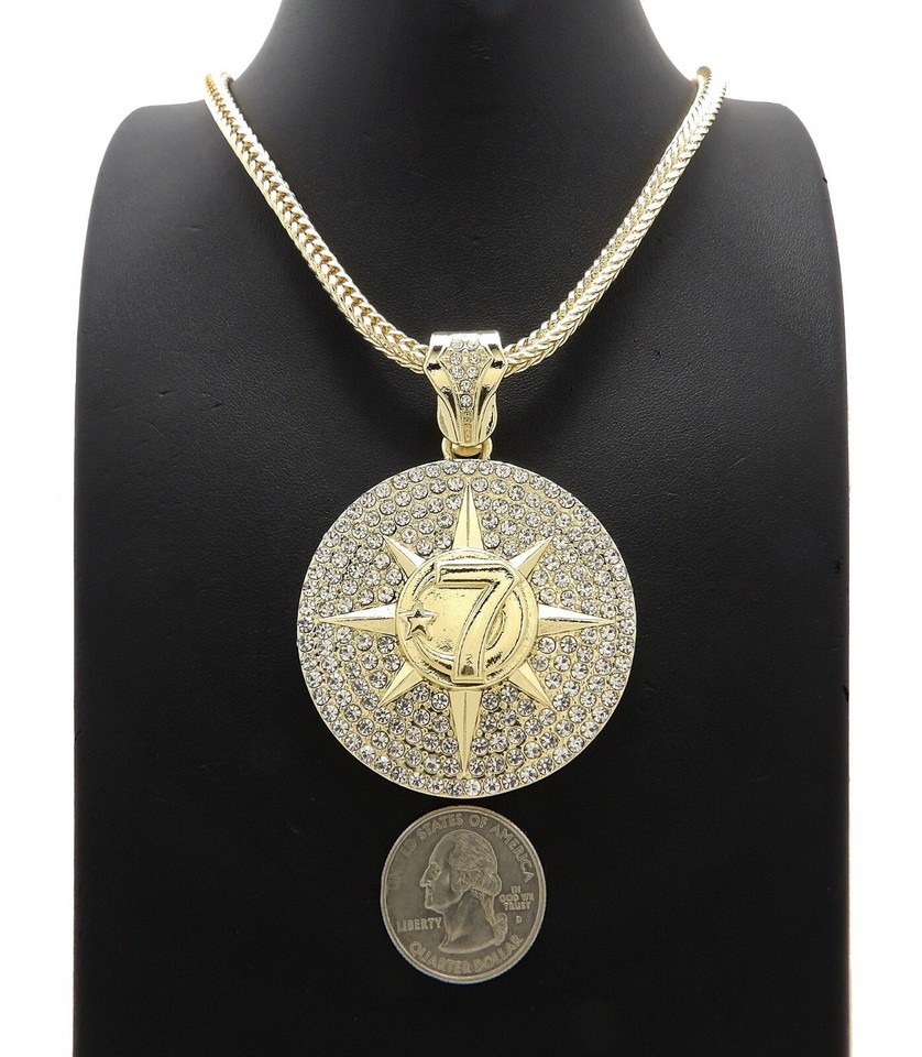 Hip Hop 5 PERCENTER 7 STAR Pendant & Box / Franco / Cuban Chain Bling ...