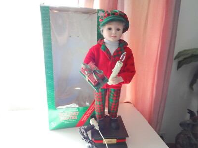 Telco Child Animated Xmas Motionette Doll Boy with Gifts & Candle ...