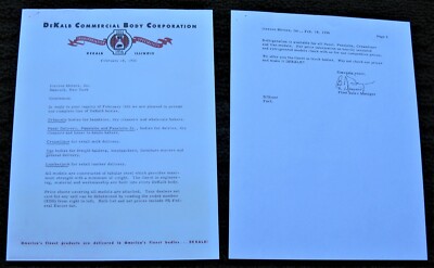 1954-56 DeKalb Delivery Truck Body Brochure, Letter, Ad & Price Sheets ...