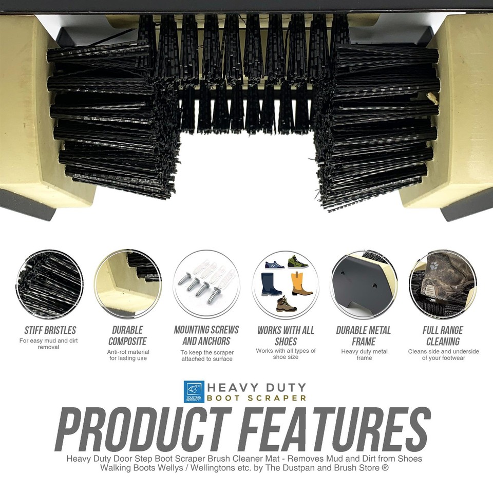 Heavy Duty Boot Scraper Brush Mat – Outdoor Mud & Dirt Cleaner for ...