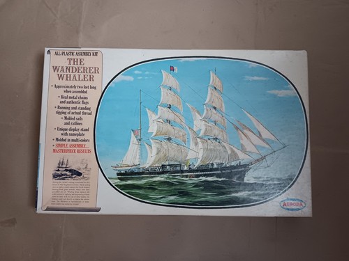 Authentic unbuilt in box Aurora Wanderer Whaler #440, 1/87 Scale Model ...