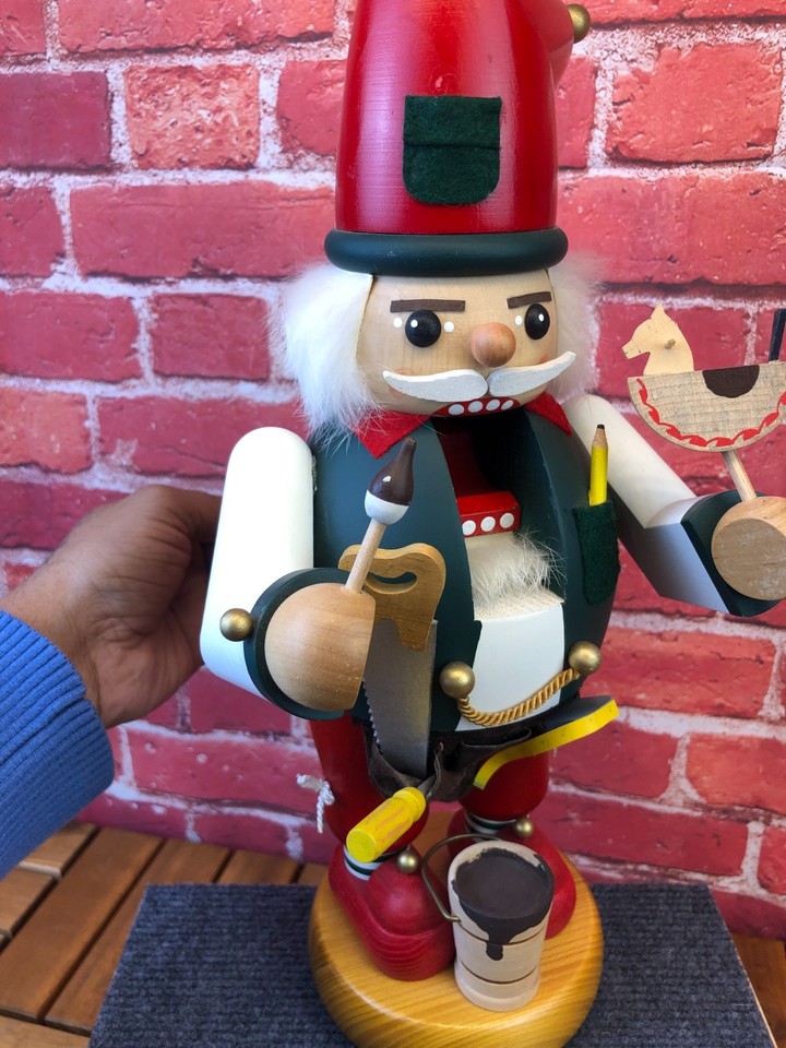 RG RICHARD GLASSER NUTCRACKER DWARF SANTA Carpenter TOY MAKER 14 ...