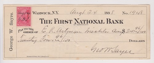 1948 USA 2c documentary revenue stamp on The First National Bank | eBay