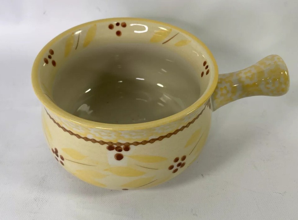 TEMPTATIONS by TARA 3PC. BROWN SNACK PLATE & BOWLS SET OLD WORLD YELLOW ...