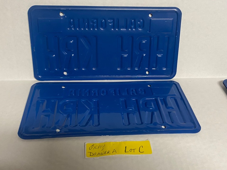 Vintage California Blue & Yellow License Plates (Pair) - Personalized ...