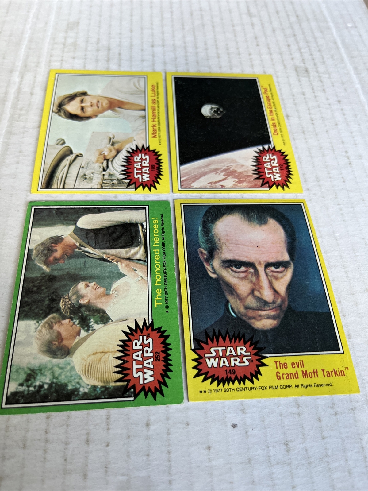 Lot (9) 1977 STAR WARS Yellow Green Misc Vintage Cards (fair)(c1) | eBay