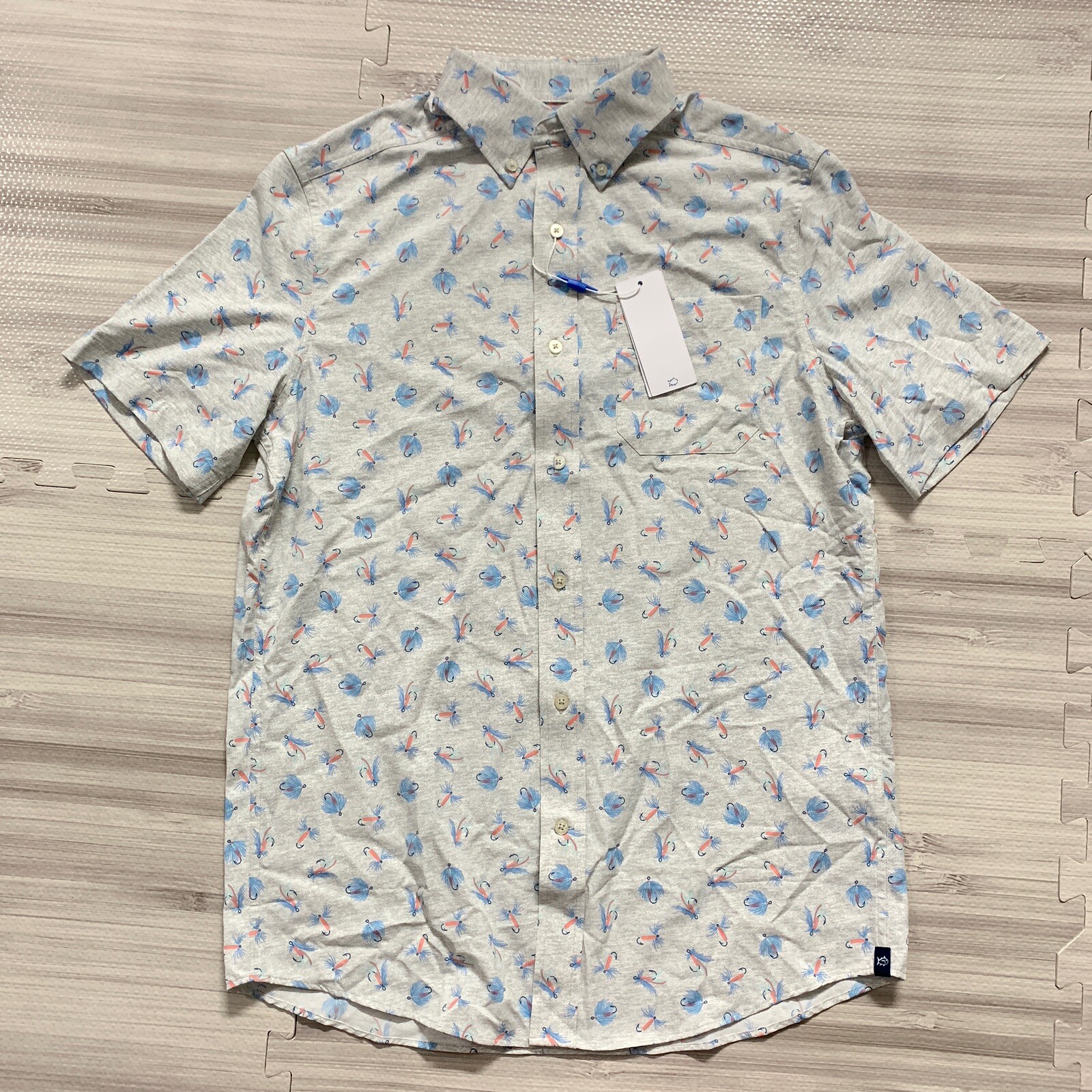 Southern Tide Mens Small Shirt Allure Heather Gray Short Sleeve Button Down * | eBay