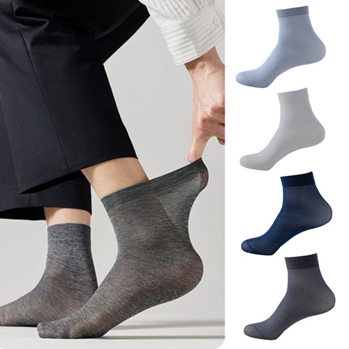 10 Pairs Men Business Silk Socks Breathable Casual Socks Ultra Thin ...
