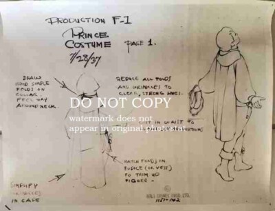 Original Disney Photostat Model Sheet - Snow White Prince Costume ...