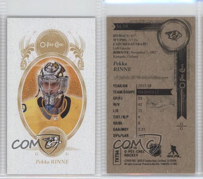 2018-19 O-Pee-Chee Mini Pekka Rinne #M-39 e6j | eBay
