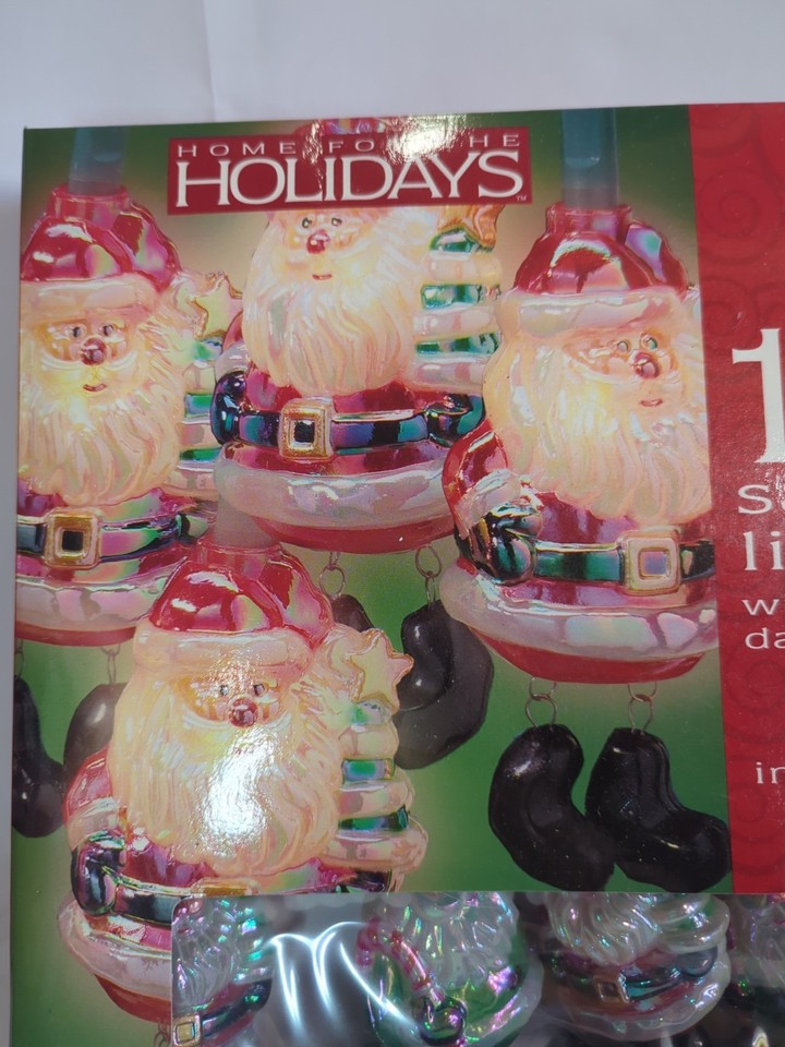 NOS Home For The Holidays 10 Santa String Light Set With Dangling Legs ...